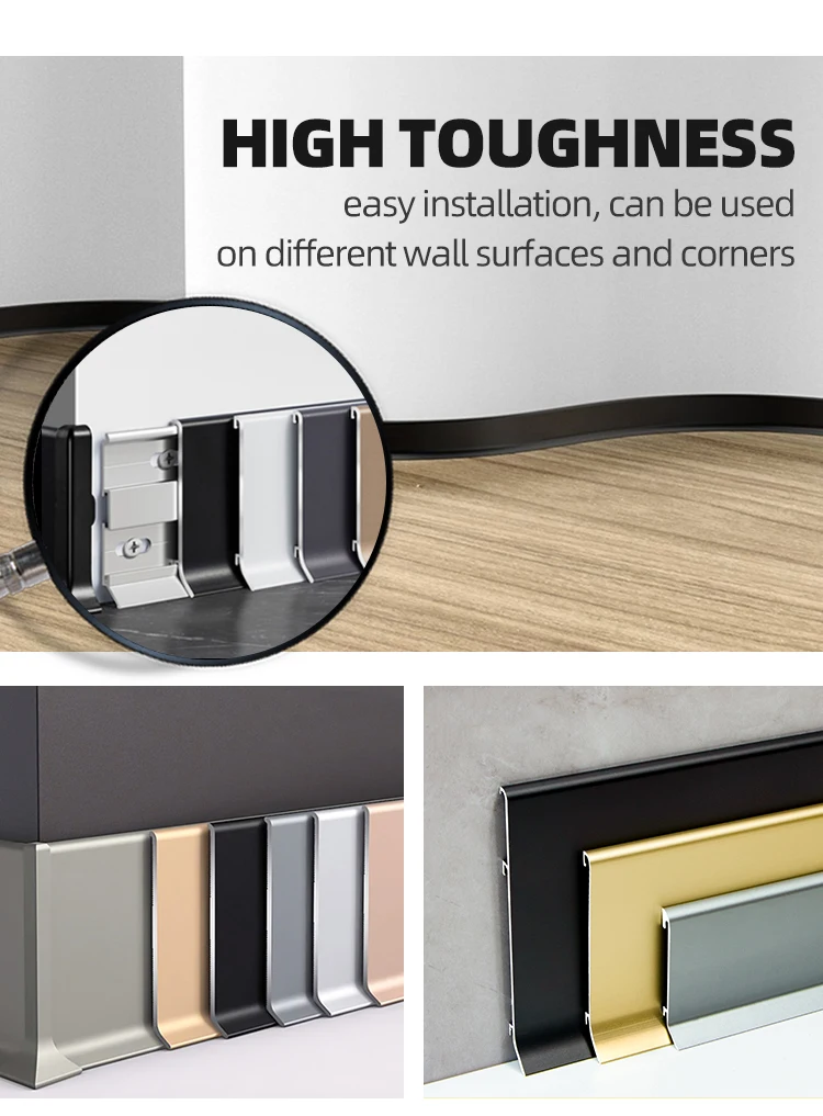 Home Hotel Apartment Interior Aluminium Brushed Skirting Baseboard ...
