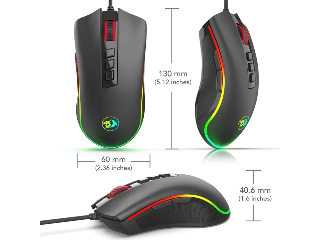 Rdragon M711-fps Ergonomic High-resolution Wired Rgb Backlight Optical ...