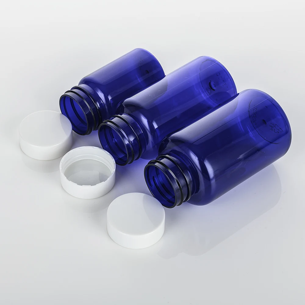100cc 150cc 200cc Blue PET Plastic Vitamin Medicine Bottle Personal ...