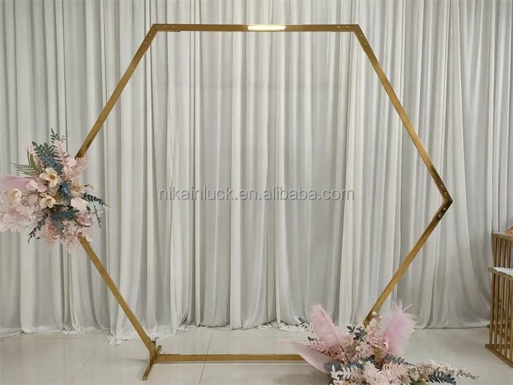 Promotional Party Supplies Gold Arch Metal Wedding Backdrop Stand With ...