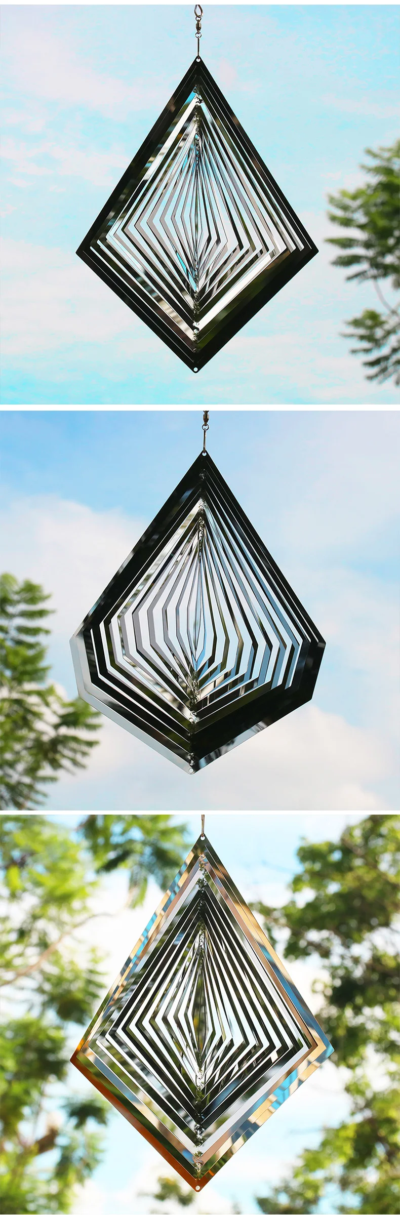 3d Wind Spinner Outdoor Metal Hanging Yard Garden Decor Gifts Stainless ...