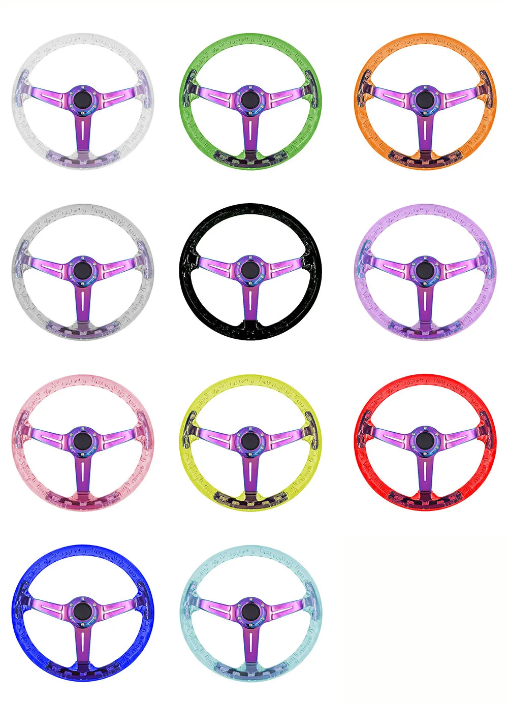 6-hole 350mm Deep Dish Vip Clear Crystal Bubble Neo Spoke Steering ...