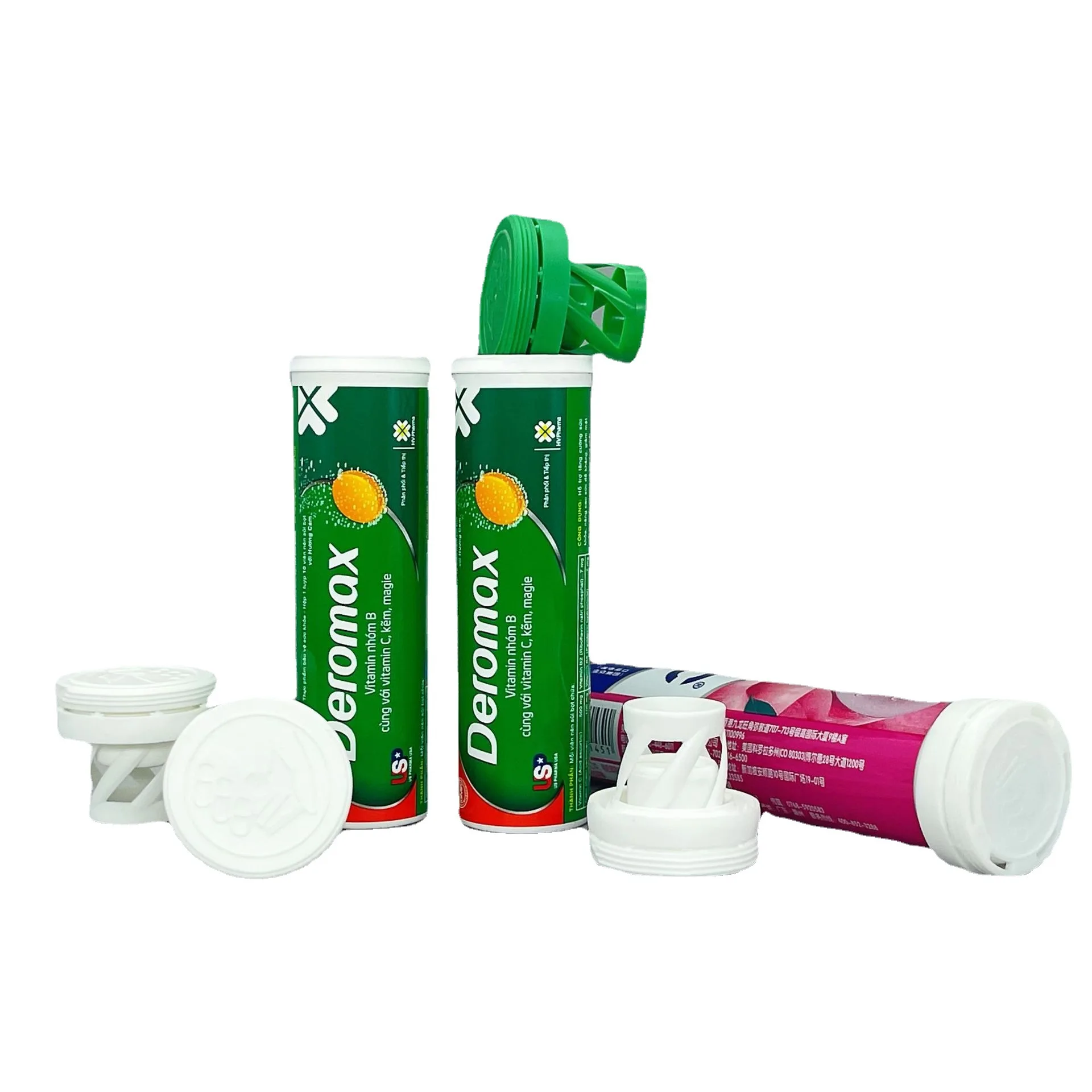 Custom label empty effervescent tablet tubes 29mm plastic tablet tube ...