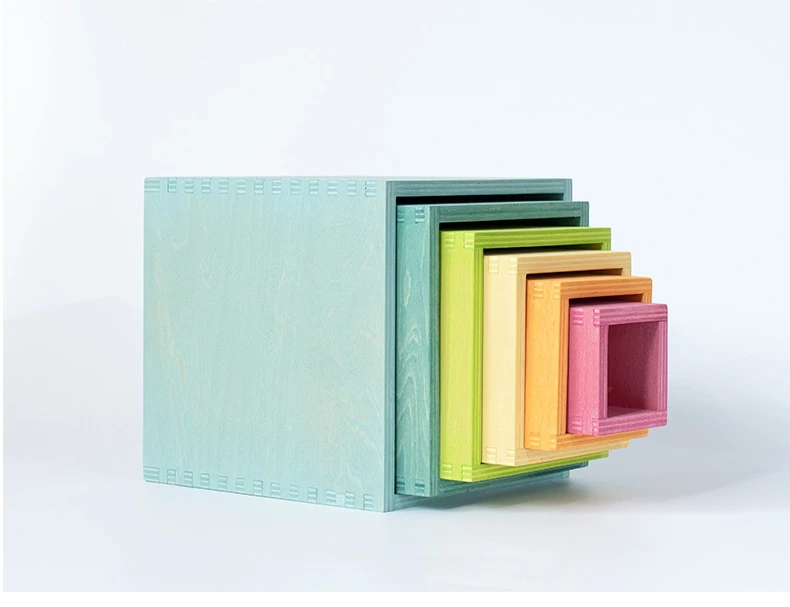 Wholesale Customized Wooden Rainbow Nesting Cubes Storage Stacking ...