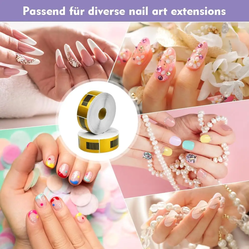 Custom Logo Nail Extension Stencil Gold Nail Shape Forms 500 Pcs ...