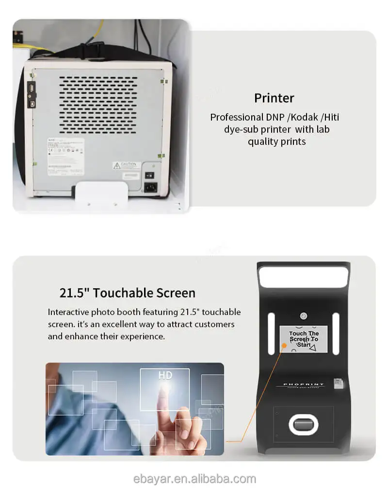 Phoprint 21.5 Inches Touch Screen Dslr Photo Booth Self Service Photo ...