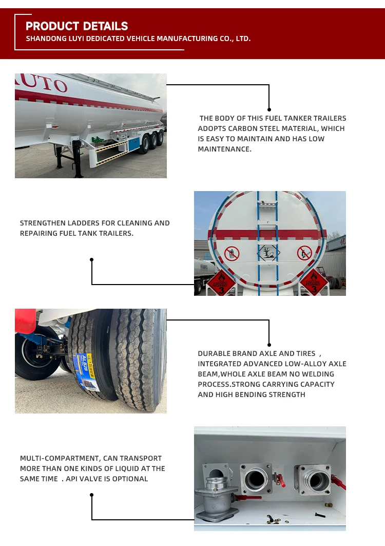 Efficient And Safe Liquid Transport Tanker Trailer 3 Axle 3 Compartment ...