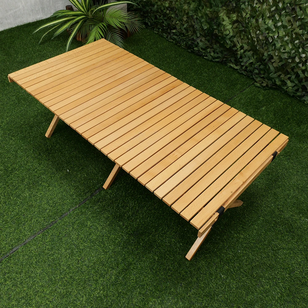 Outdoor Wood Camping Table Korean Bbq Camping Wood Roll Table Top ...