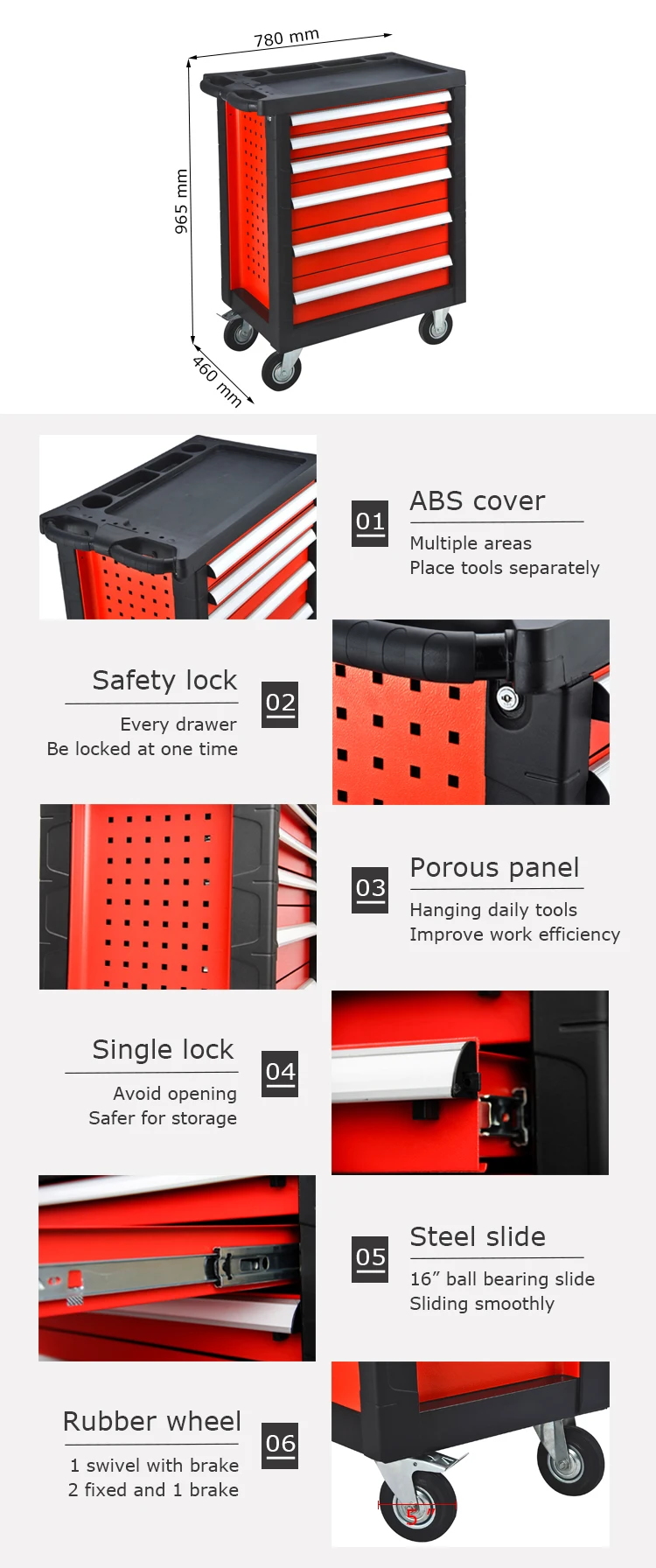 6 Drawers Tool Cabinet With 196 Pcs Tools Set For Garage - Buy Tool ...