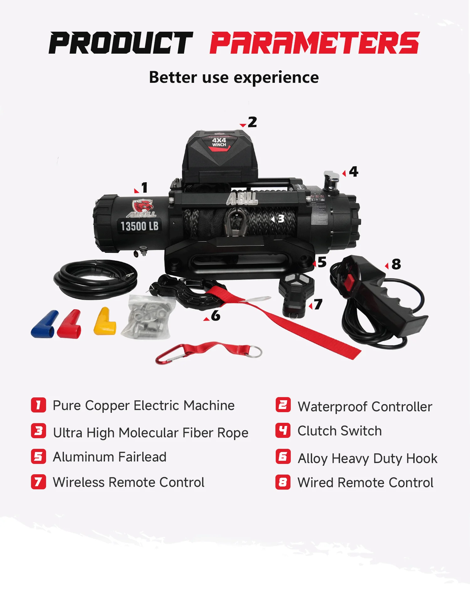 Ambull Factory 4X4 off Road 13500 LBS Electric Truck Winch12v Electric ...