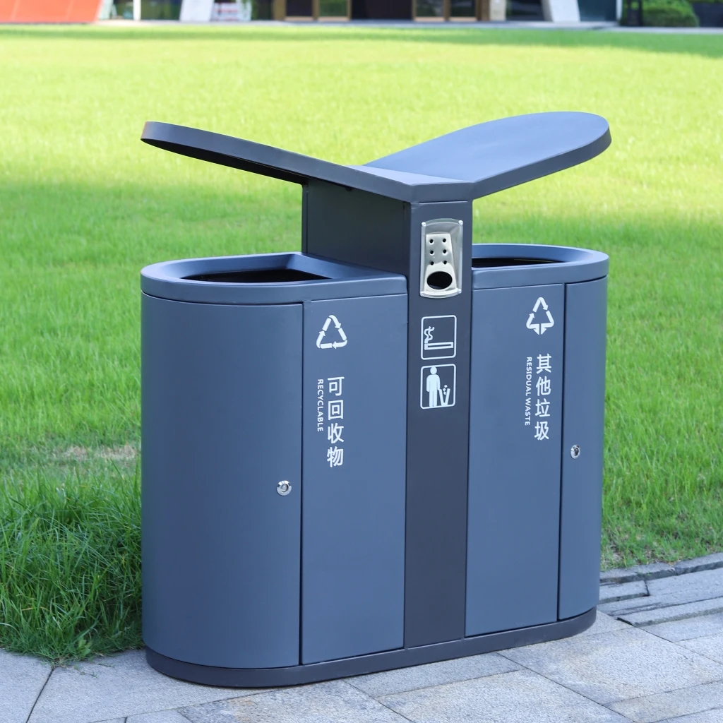 Steel Dual 2 Classified Trash Can Garbage Bins for Sale