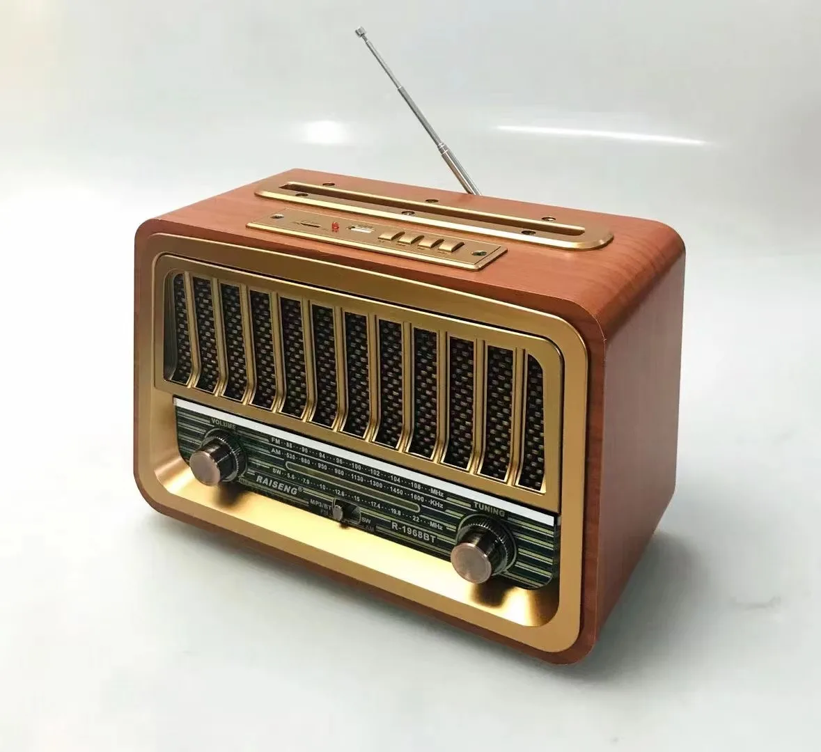RAISENG R-1968BT Retro Desktop Radio - Multi-Band & Wireless