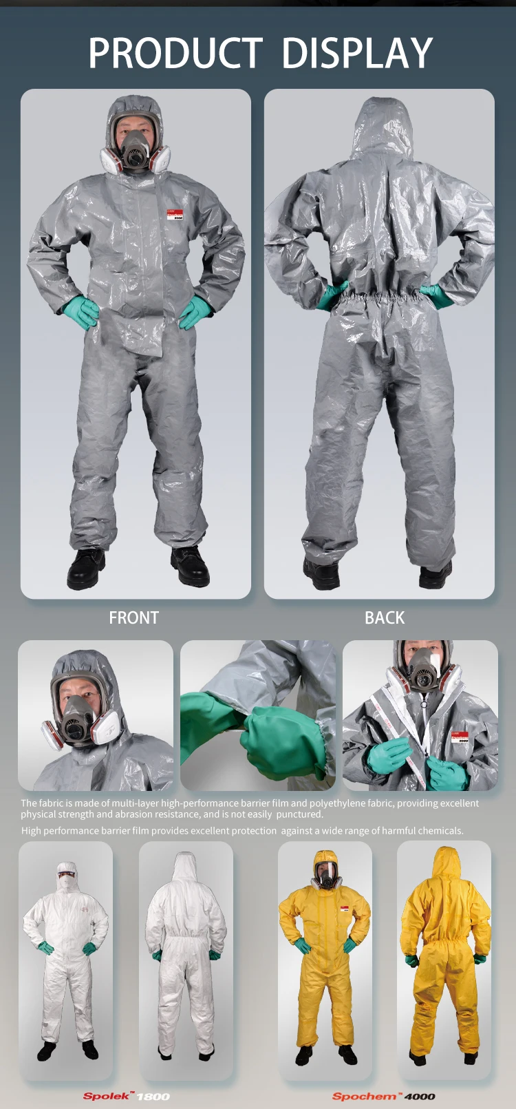 Anti Sulfuric Acid Heavy Chemical Penetration Type 3 Safety Overalls
