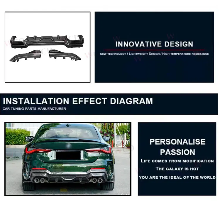 Carbon Fiber Rear Bumper Diffuser for BMW G22 G23 4 Series