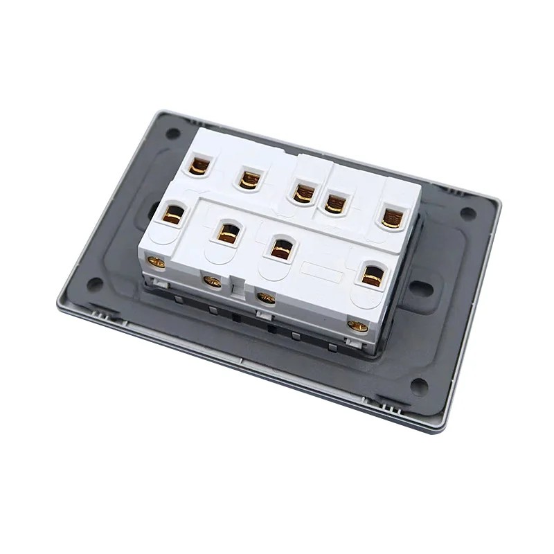 Electrical Big Push Button 3 Gang 2 Way Grey Wall Switch With Night ...