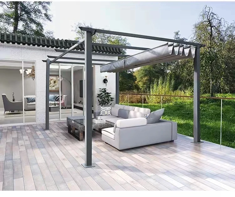 Aluminum Profile Garden Building Folding Pergola Storage Shed Pvc Roof ...