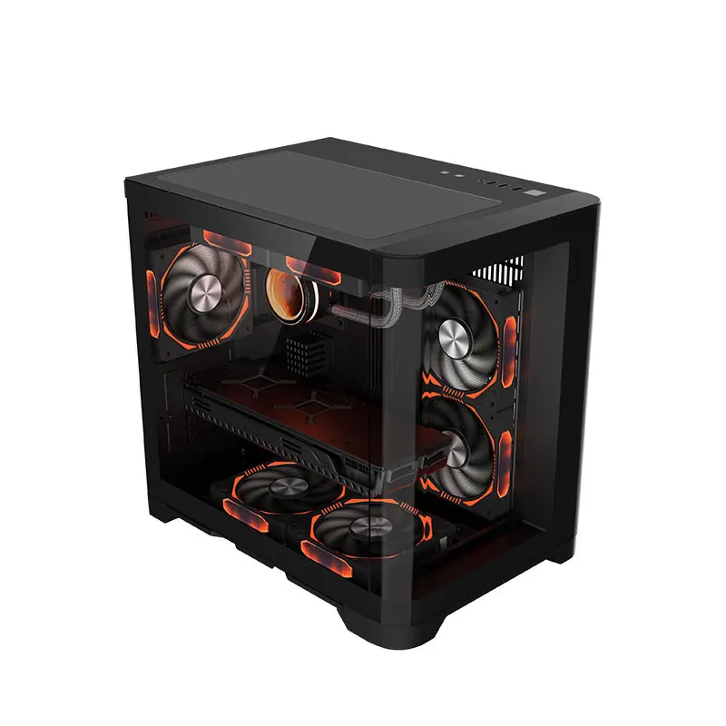 High End Curved Tempered Glass Panel Gabinete PC Micro ATX