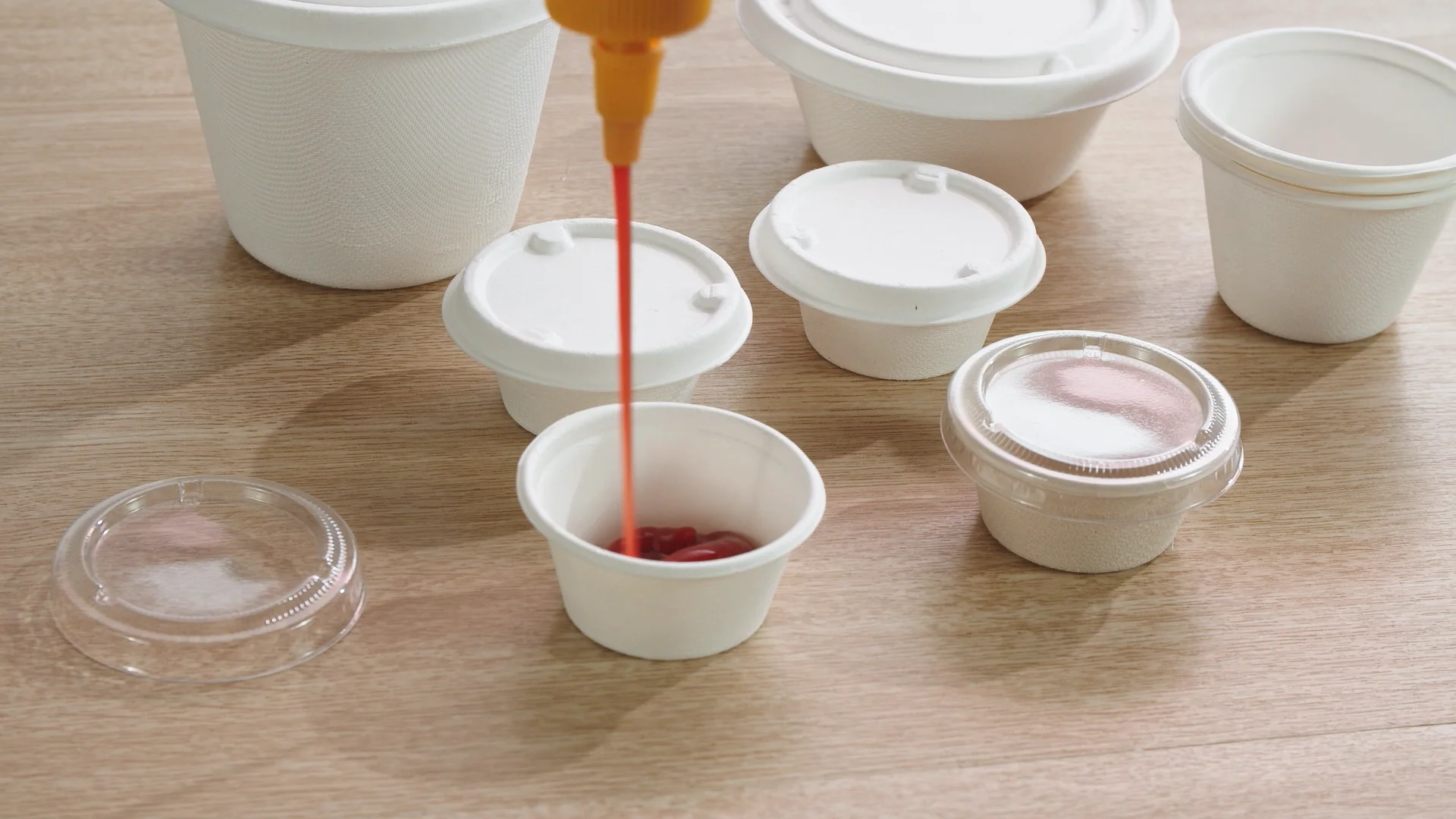 Eco Biodegradable Compostable Sugarcane Bagasse Sauce Cup With Lid ...