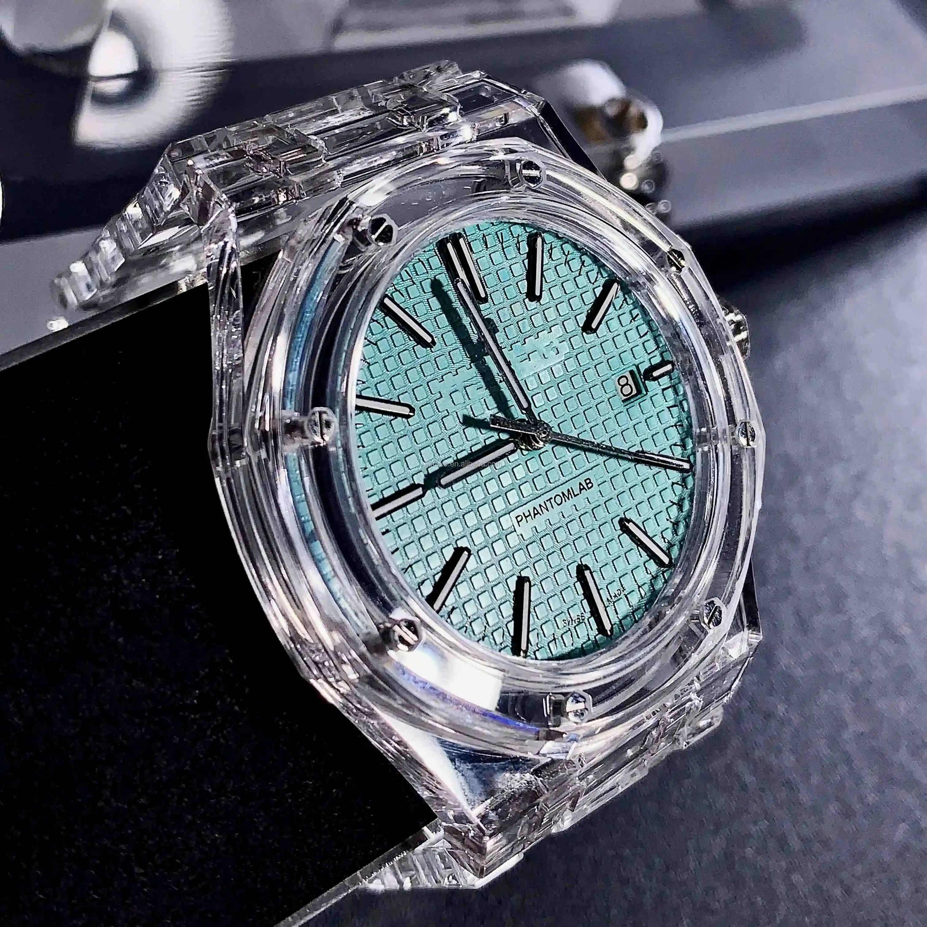 High-end Customized Watch Transparent Case, Strap, and Crystal; Sapphire Dial, Exquisite and ...
