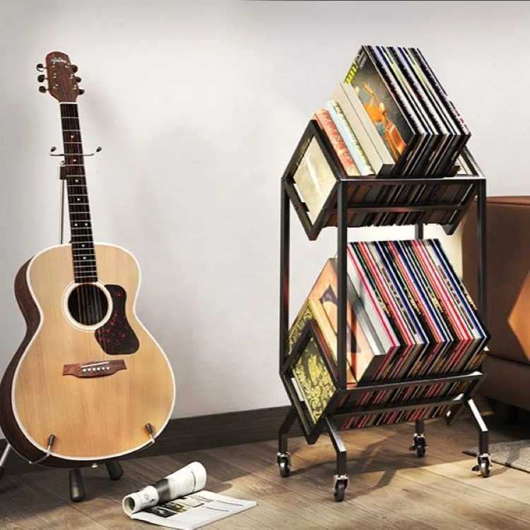 2-tier Album Display Storage Metal Vinyl Record Holder Music Vinyl ...
