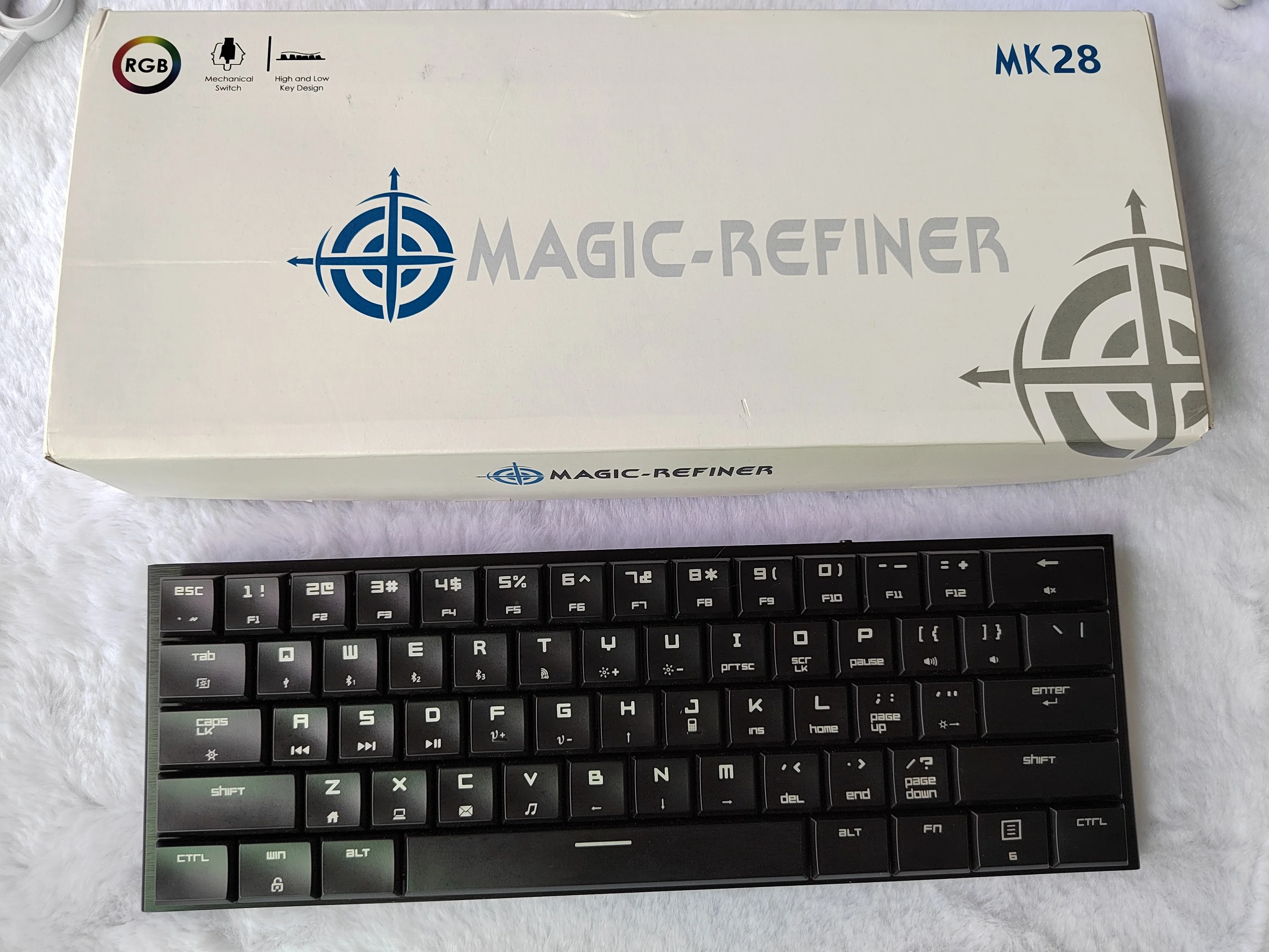 Low Profile Keycaps Mk28 Rgb Light 60% Compact Tri Mode Wireless ...