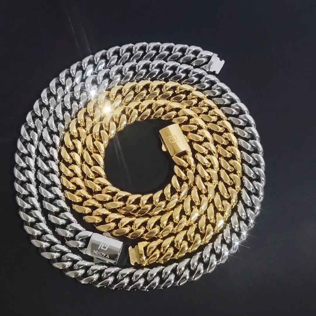 Personality Custom Cuban Chain Necklace 18k Gold Plated Stainless Steel ...