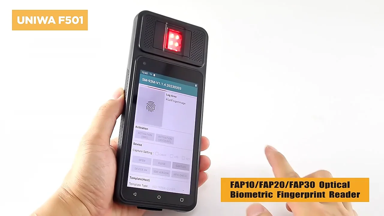 Uniwa F501 Fap Optical Biometric Fingerprint Reader 2d Barcode Scanner ...