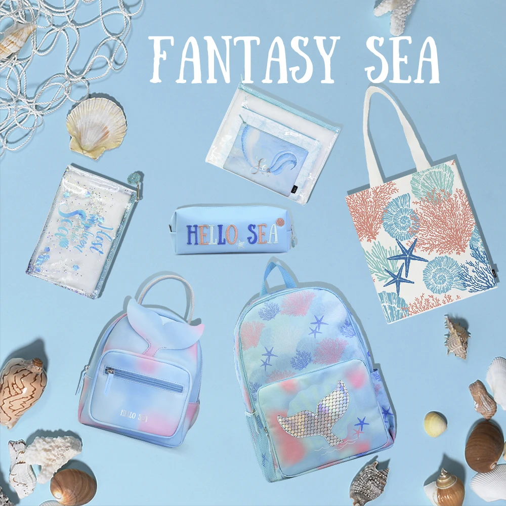 New FANTASY SEA Series Kids Backpack Fashion Laser Beauty Tail Print ...