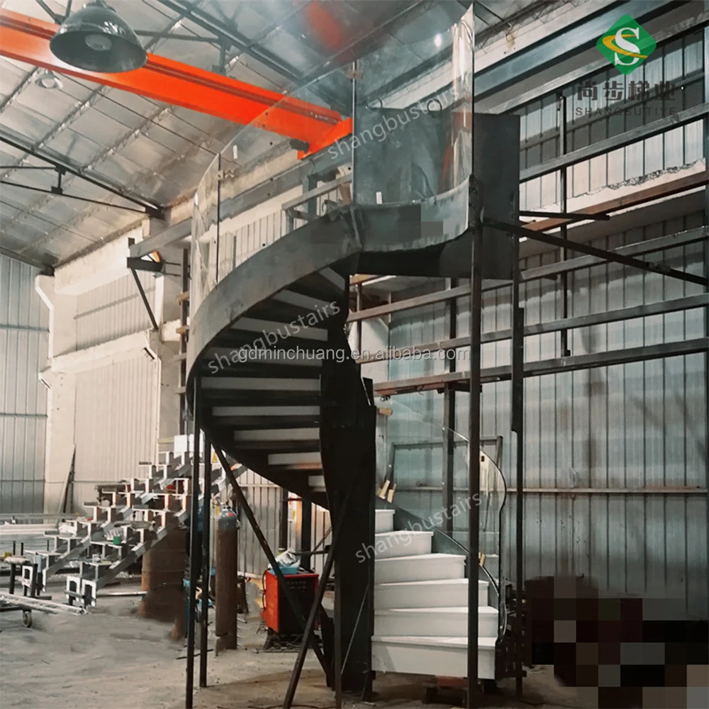 Mono Beam Staircase Interior Stairs Marble Tread & Glass Railing