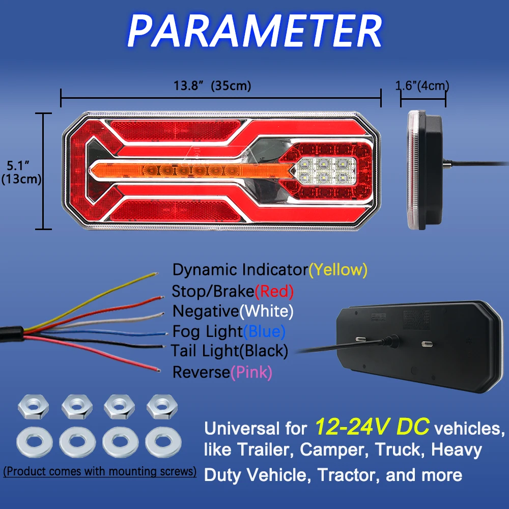 Monirf Oem Ip67 Waterproof Amber Led Tail Light Dynamic Indicator Rear ...