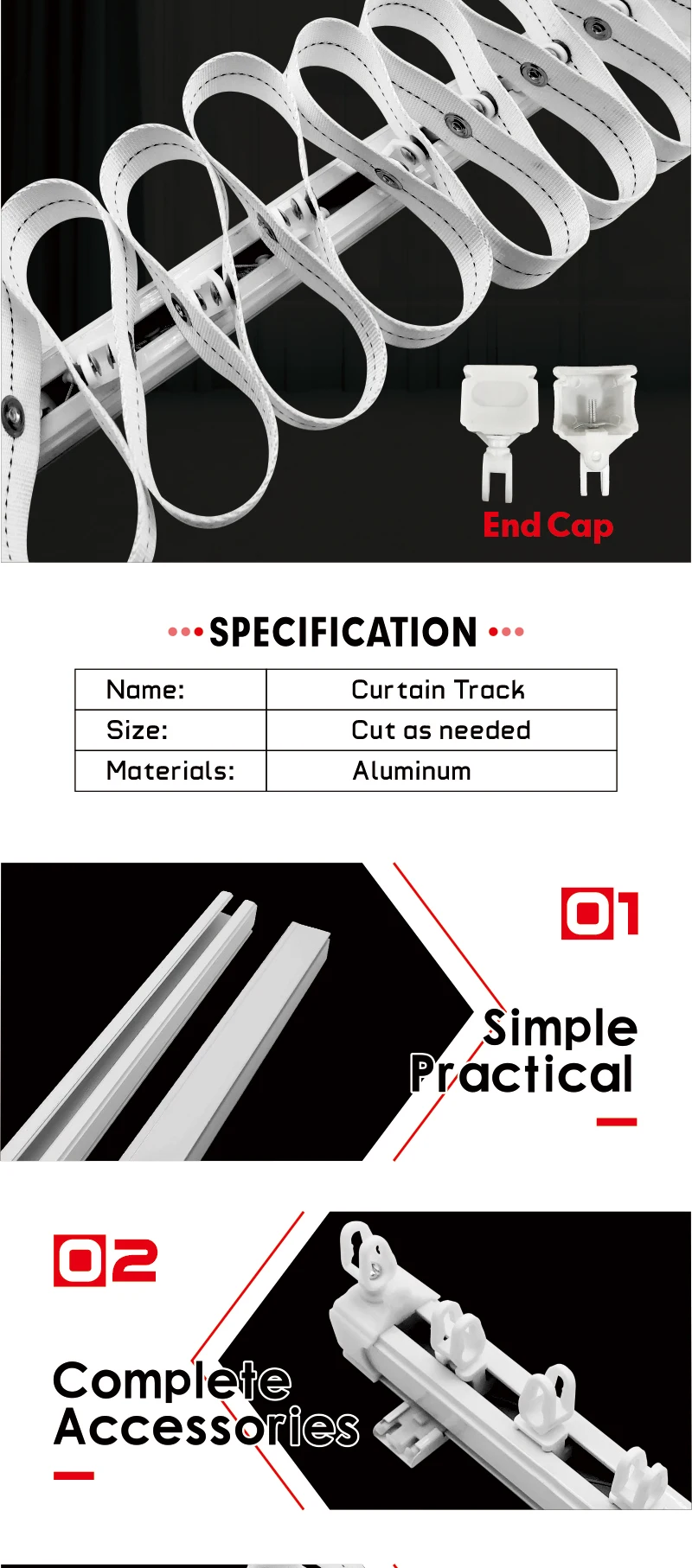 Jieying Ceiling Double Curtain Track Pvc Double Curtain Rod Ceiling ...