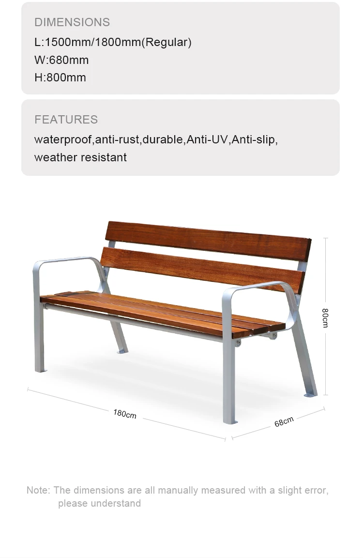 Teak Wood Garden Bench 180cm Long With Aluminum Legs Solid Wood Slats ...