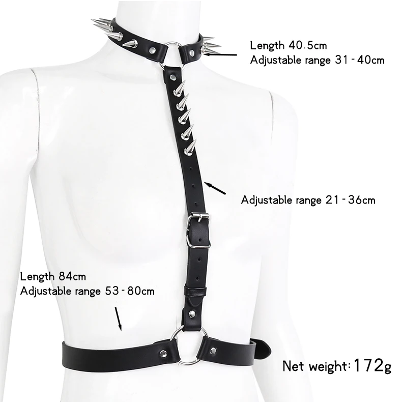 Unisex Neckband With Rivets Leather Girdle Body Harness Performance Costumes Sm Alternative Sex ...