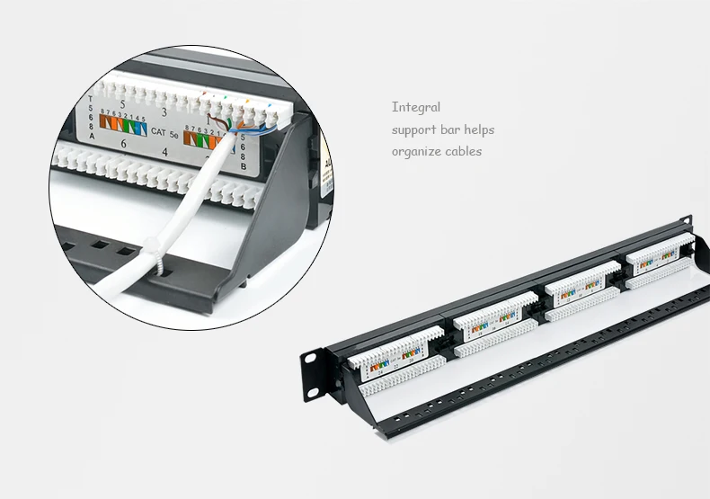 19" 1U UTP CAT5E / CAT6 / CAT6A 24 Ports, With Back Bar and Dust Door ...