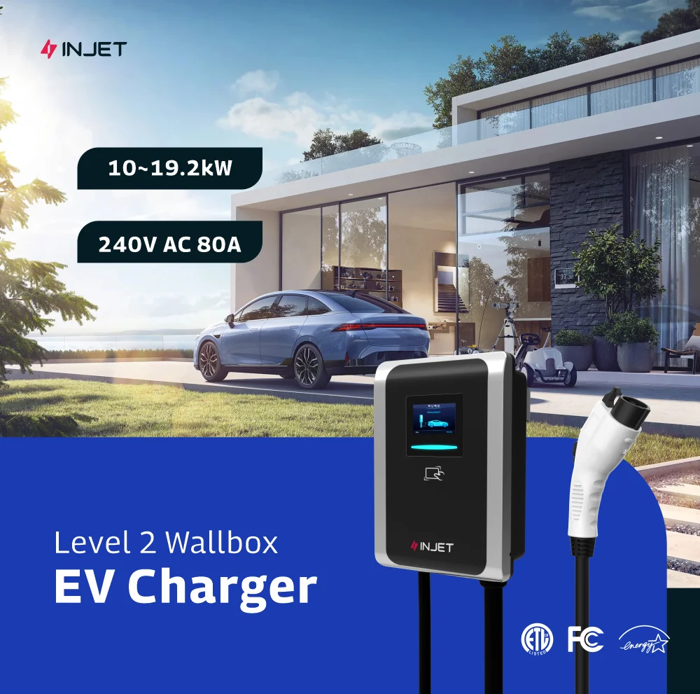 19.2kw 80a Type 1 Wall Mounted Level 2 Ev Charger Ac Station Olcd Screen Car Charger Manufacture ...