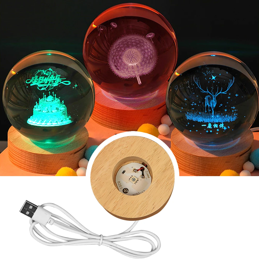 6cm 7cm Smart Home New Wood Light Base Rechargeable Wooden Led Light ...