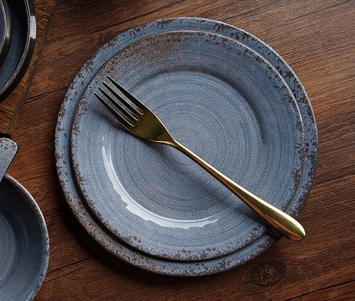 Melamine Dinnerware Sets with Brown Spots Rim the Plate