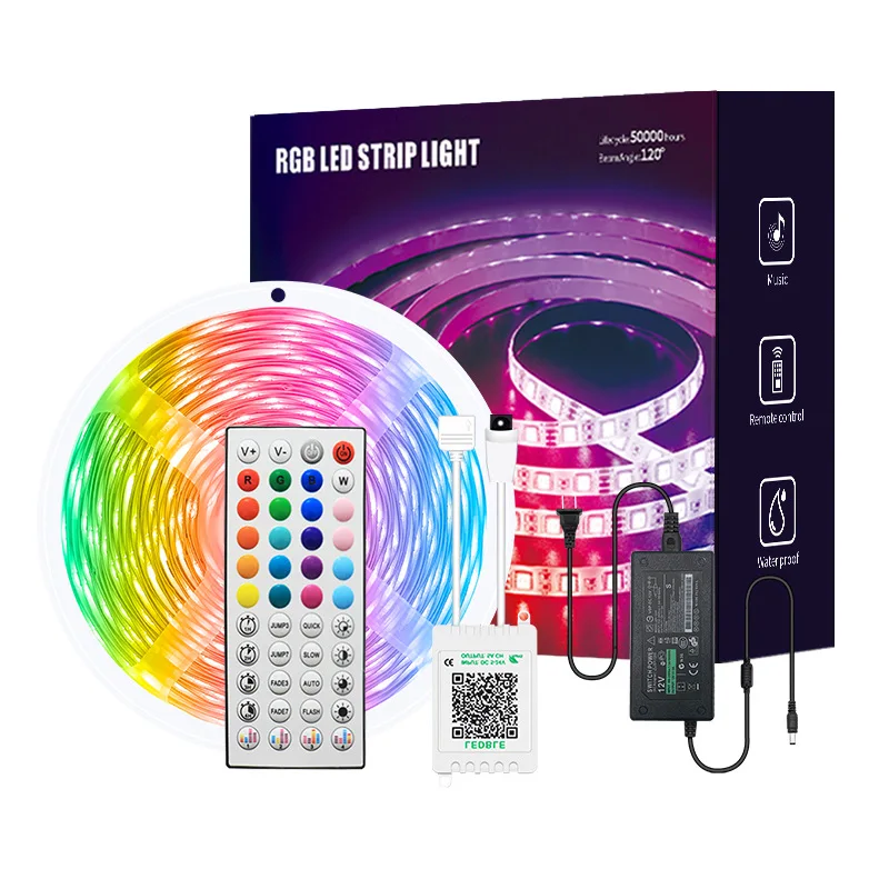 30m-5m 12v Led Light Strip 5050 Rgb Smart Music Sync App Bluetooth Remote Control Room Decor ...