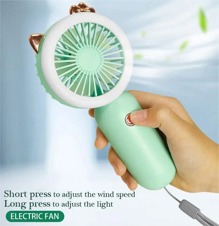 Mini Portable Fan USB Rechargeable Night Light - Bestone