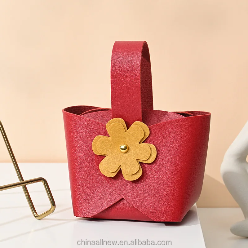 Modern Square Leather Candy Box Foldable Wedding Diy Candy Bag Handbag ...