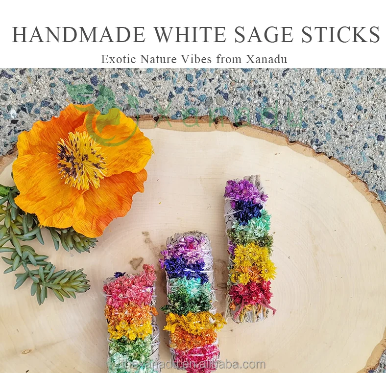 Wholesale Handmade Custom Sage Bundle with Flowers 6 Flavors
