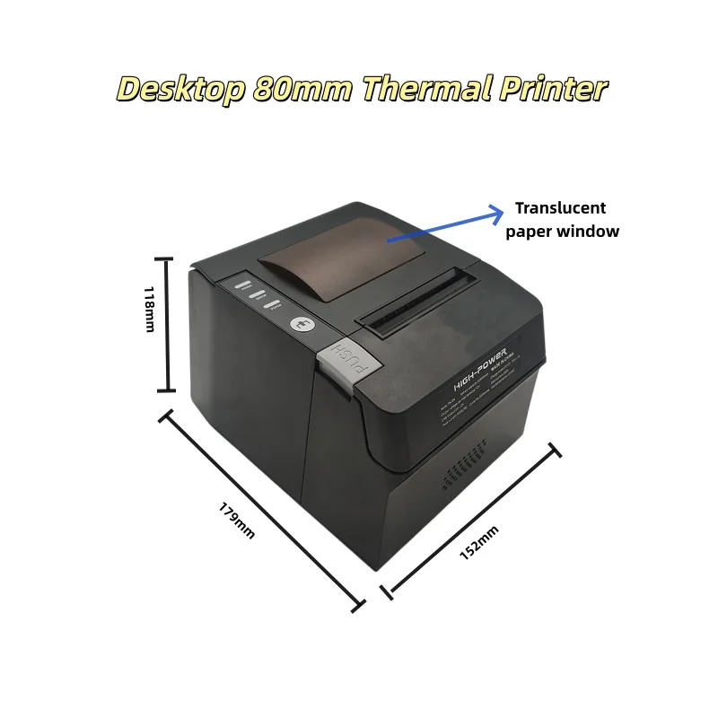 80mm Desktop Thermal Printer with Auto Cutter Support USB and Cash ...