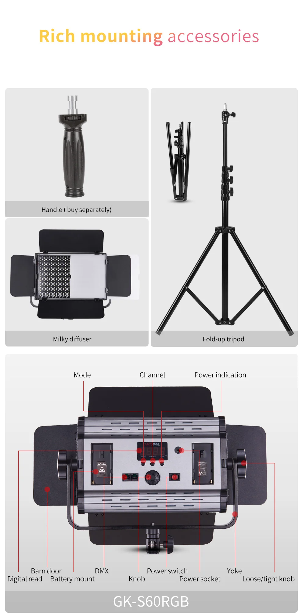 Tolifo Compact 60w Tv Studio Bi Color Rgb Lamp Video Shooting Studio ...