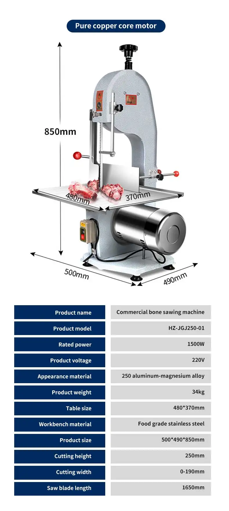 Stainless Steel Bone Saw Machine Cut Bone Cutting Saw Frozen Meat Bone ...
