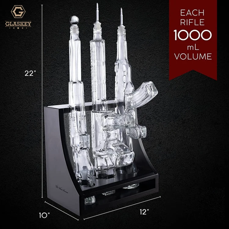 3 Gun Whiskey Decanter Set - Luxurious Home Bar Essentials