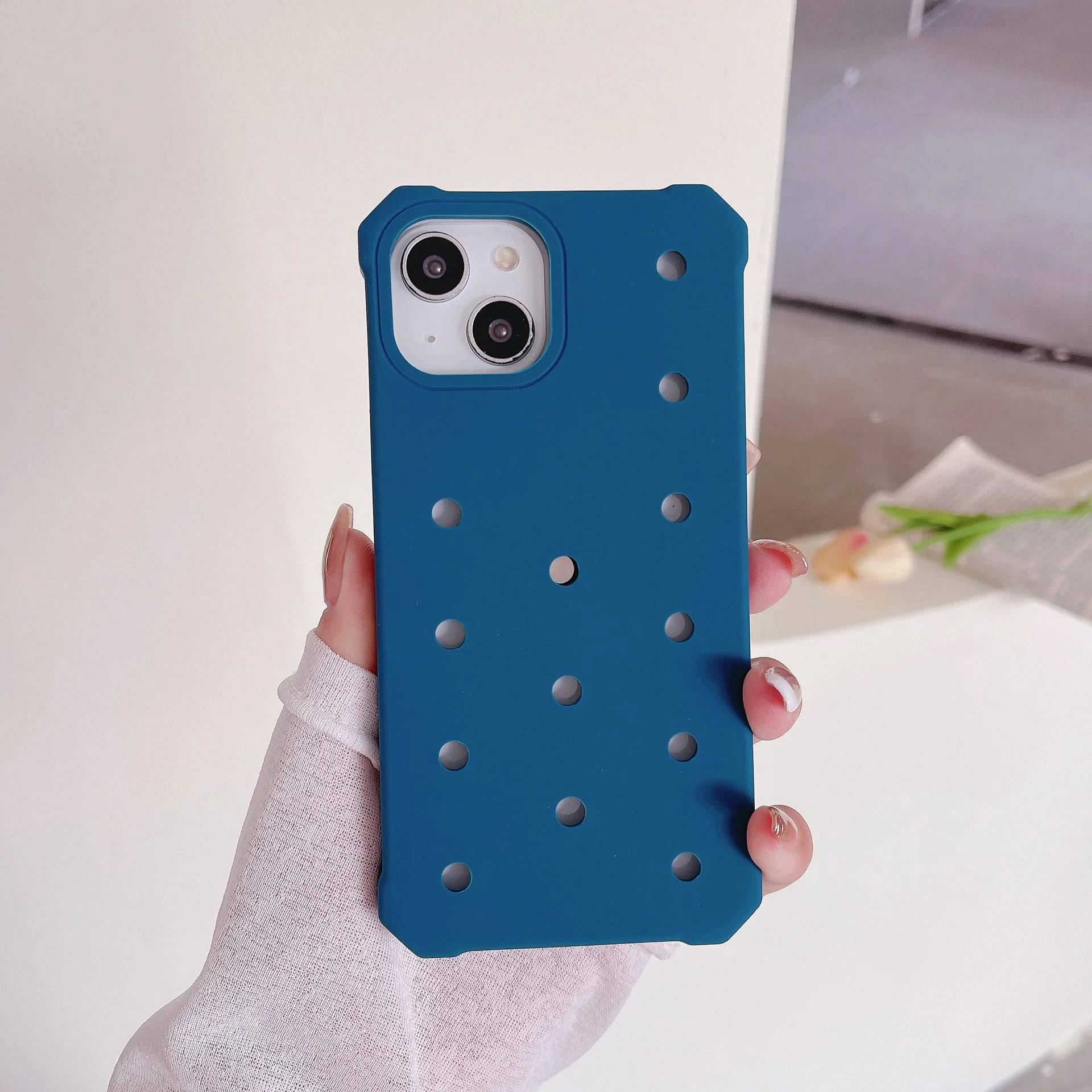 Simple 2 In 1 Four Corner Anti Fall Hollow Small Hole Phone Case For ...