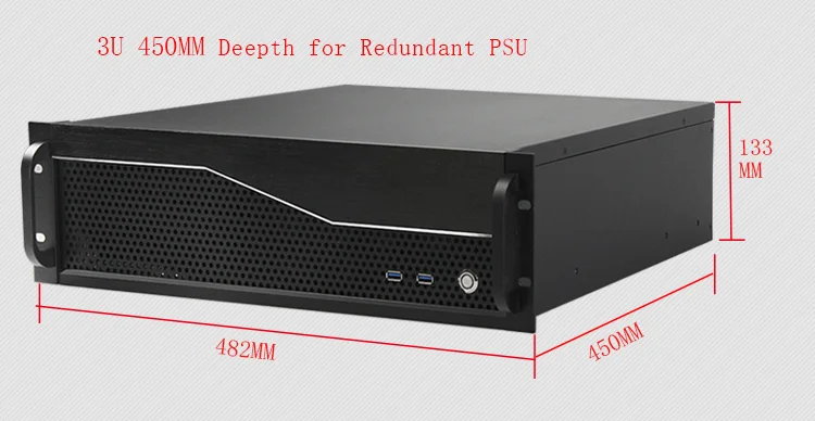 3U Rack Mount Server Case - IPC Aluminum 19 Inch 3u Short ATX