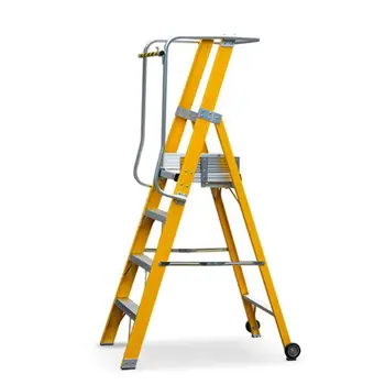 Fibreglass Step Platform Ladder 360 Degree Waist High Guard-rail To ...