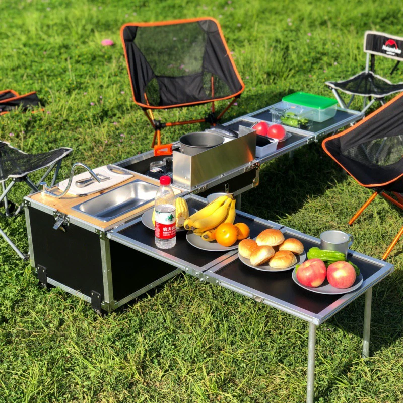 Outdoor Fully Equipped Picnic Table Camping Folding Compact Food Truck ...