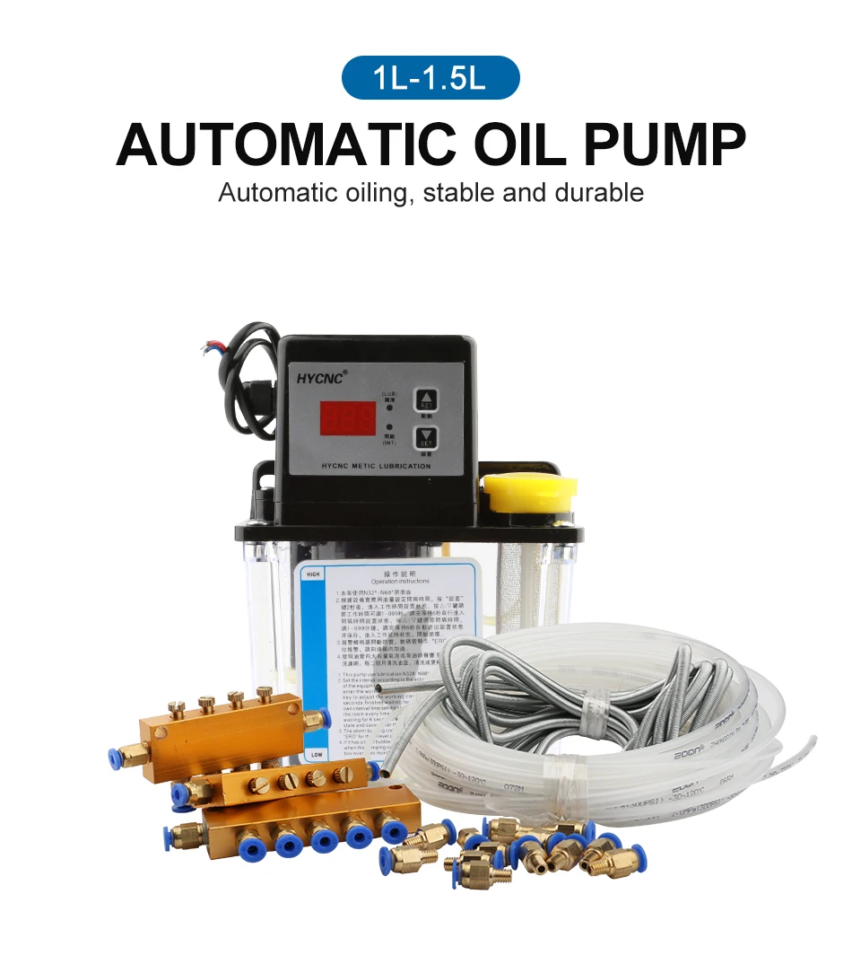 220V Cnc Electromagnetic Lubricating Pump Oiler 1/1.5L Automatic ...